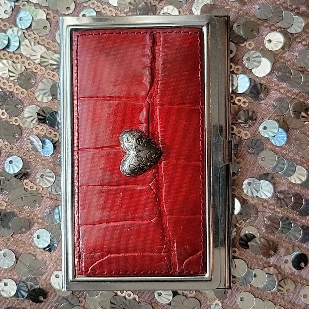 Vintage Red Leather Croc & Heart Brighton Stainless S… - Gem